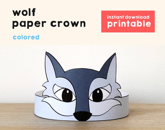 Wolf Paper Crown Party Printable Kids Craft Woodland Birthday - Etsy India