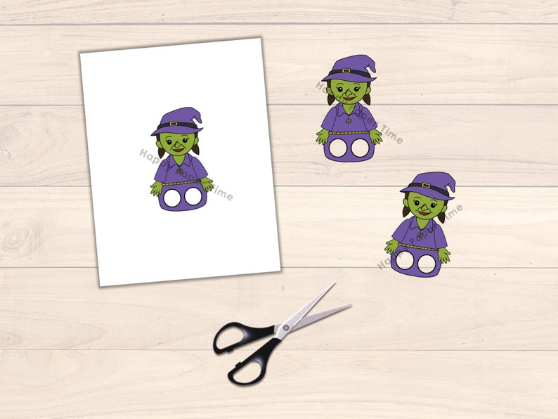Witch Paper Craft Printable Halloween Spooky Day Finger Puppet - Etsy