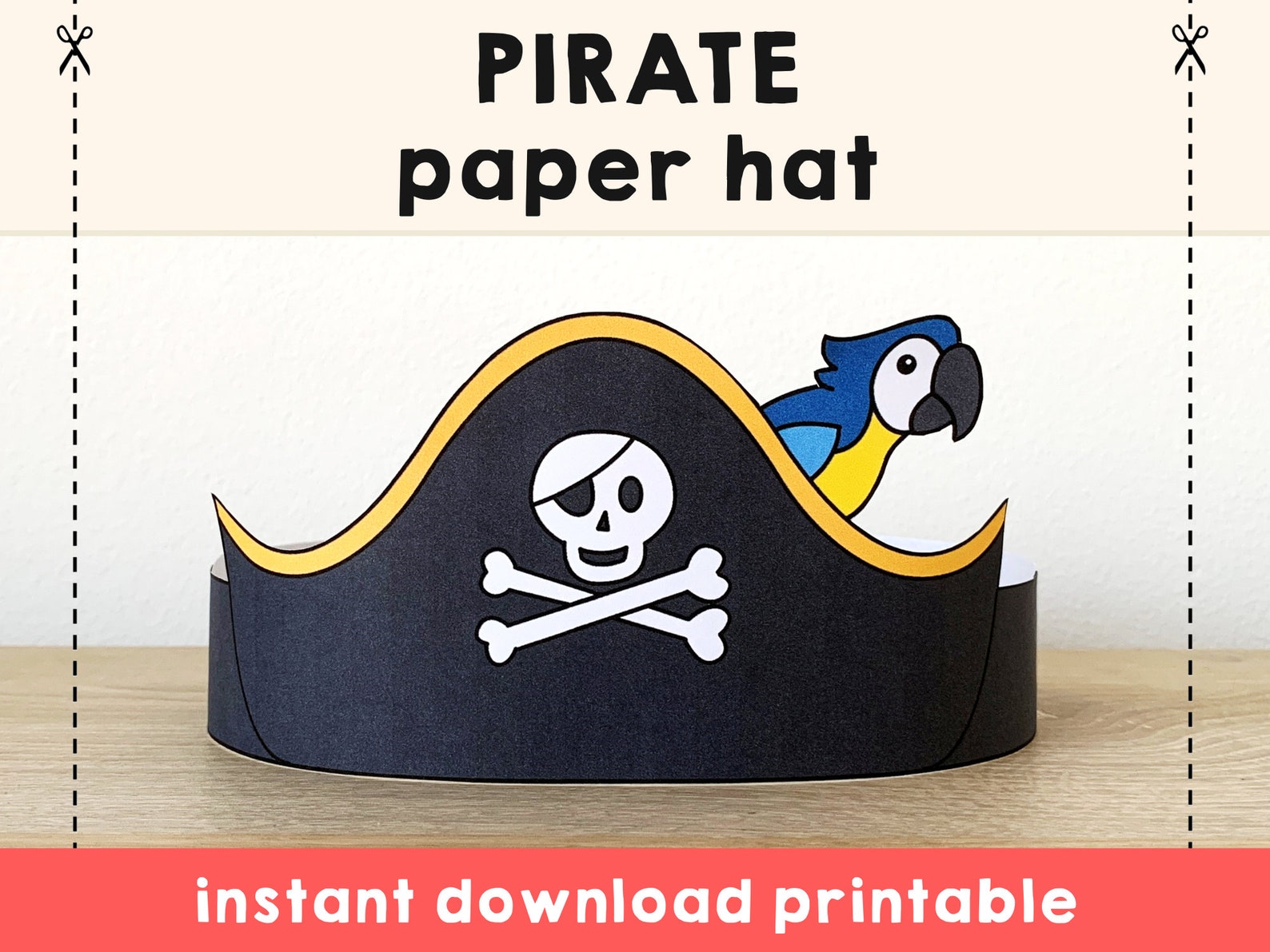 Pirate Hat Paper Crown Template Pirate Captain Costume Party Headband ...
