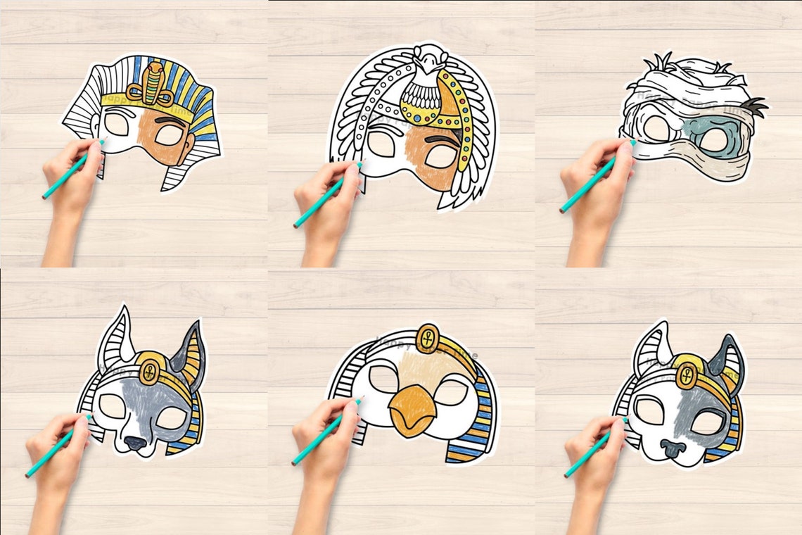 Ancient Egypt Masks Template Pharaoh Cleopatra Mummy Horus Anubis Bast ...
