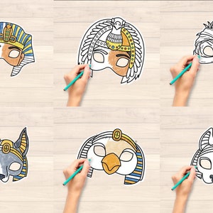 Ancient Egypt Masks Template Pharaoh Cleopatra Mummy Horus Anubis Bast Crafting Kid Party Favor ...