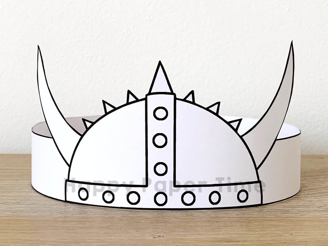 Viking Paper Crown Activity Printable Kids Craft Helmet | Etsy