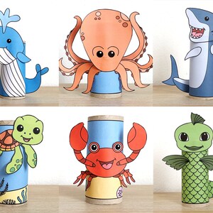 Ocean Animals Toilet Paper Roll Craft Wild Party Coloring Printable ...