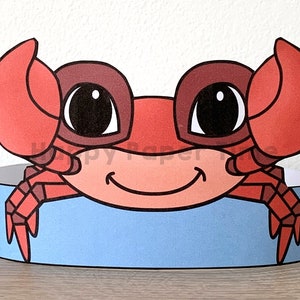 Crab Paper Crown Party Coloring Printable Party Hat Kids Craft Ocean ...