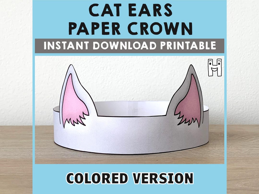 Cat Ears Paper Crown Party Coloring Printable Kids Craft Kitten Pussy ...