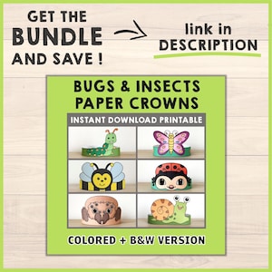 Caterpillar Paper Crown Headband Party Coloring Activity Printable Kids ...