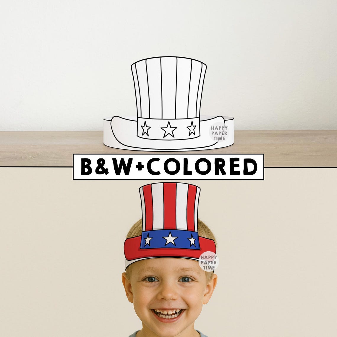 Uncle Sam Hat Paper Crown Party Coloring Printable Kids Craft America ...