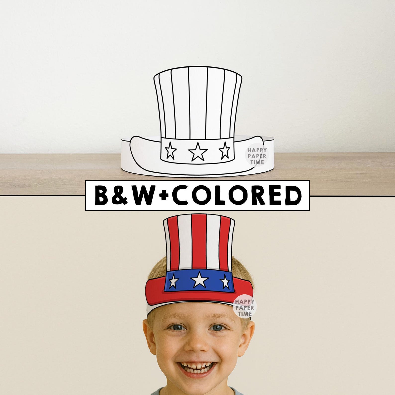 Uncle Sam Hat Paper Crown Party Coloring Printable Kids Craft America ...