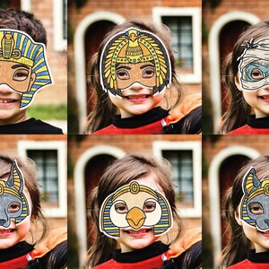 Ancient Egypt Masks Template Pharaoh Cleopatra Mummy Horus Anubis Bast Crafting Kid Party Favor ...