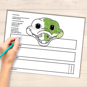 Crocodile Paper Crown Party Coloring Printable Kids Craft Safari ...