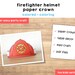 Firefighter Helmet Paper Crown Party Coloring Printable Kids Craft ...
