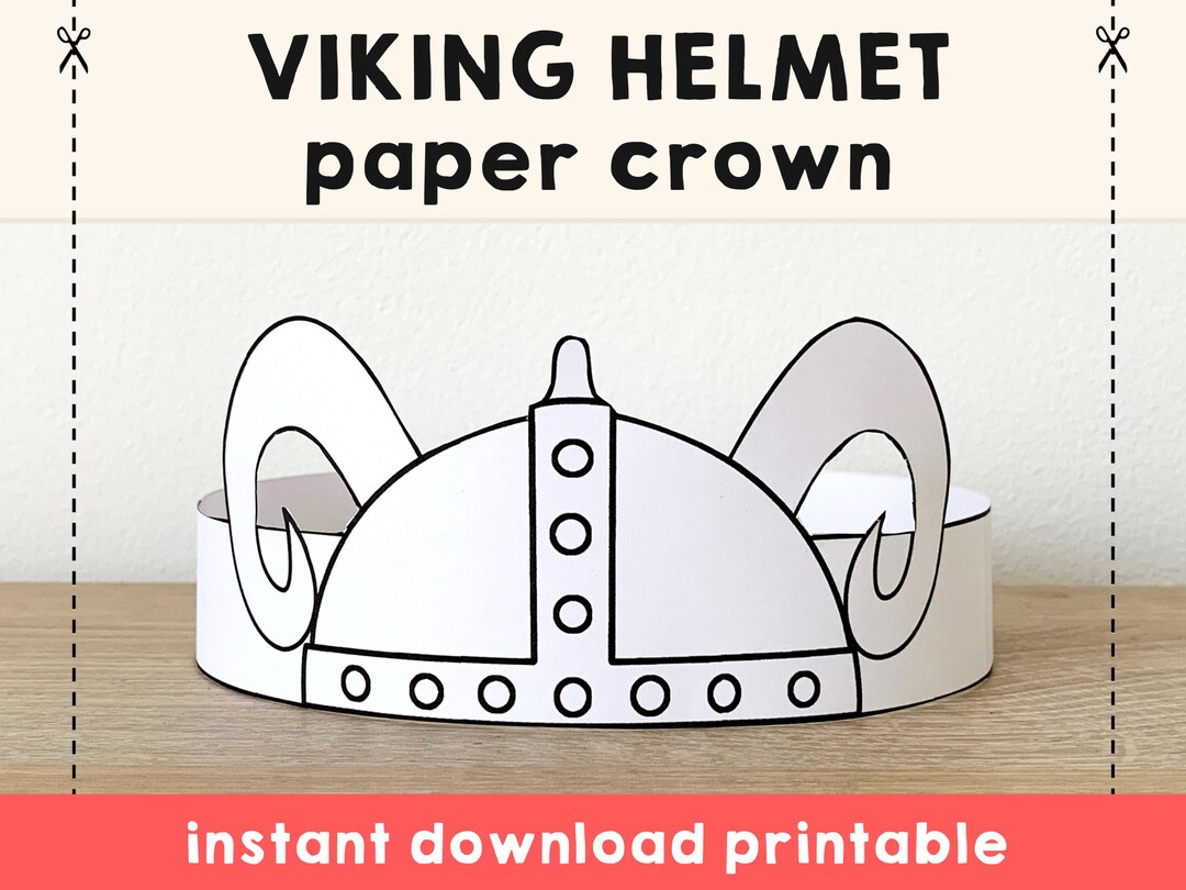 Viking Paper Crown Activity Printable Kids Craft Helmet Medieval ...
