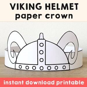 Viking Paper Crown Activity Printable Kids Craft Helmet Medieval ...