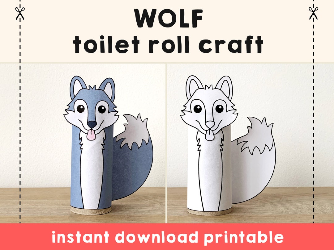 Wolf Toilet Paper Roll Craft Forest Woodland Party Coloring Printable ...
