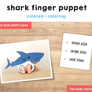 Shark Paper Craft Printable Ocean Animal Finger Puppet Kids Craft ...