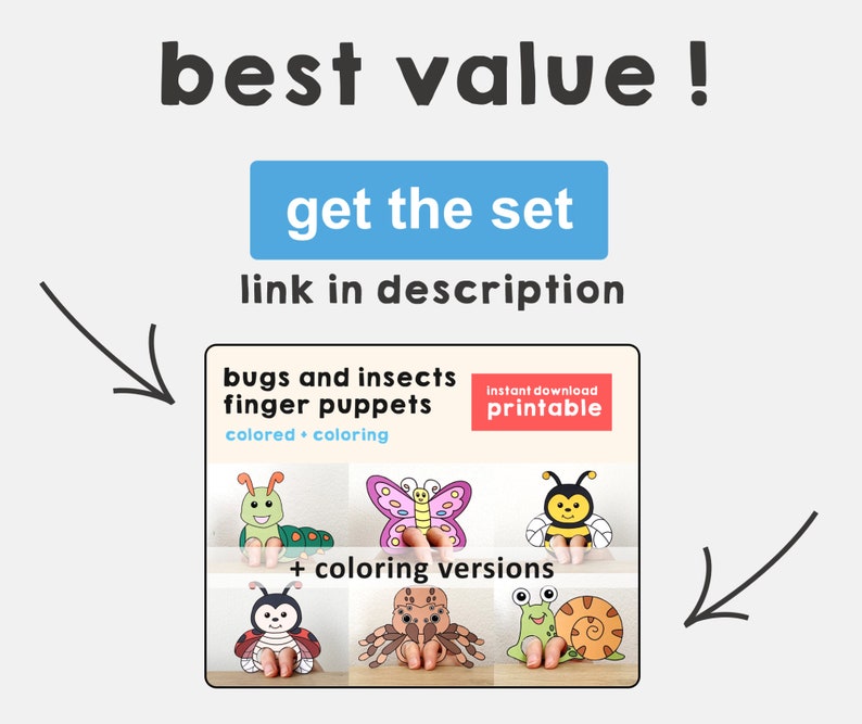 Snail Paper Craft Printable Finger Puppet Bug Template Kids - Etsy