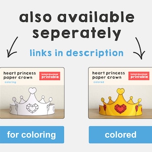 Heart Princess Paper Crown Party Activity Printable Kids Easy Craft ...