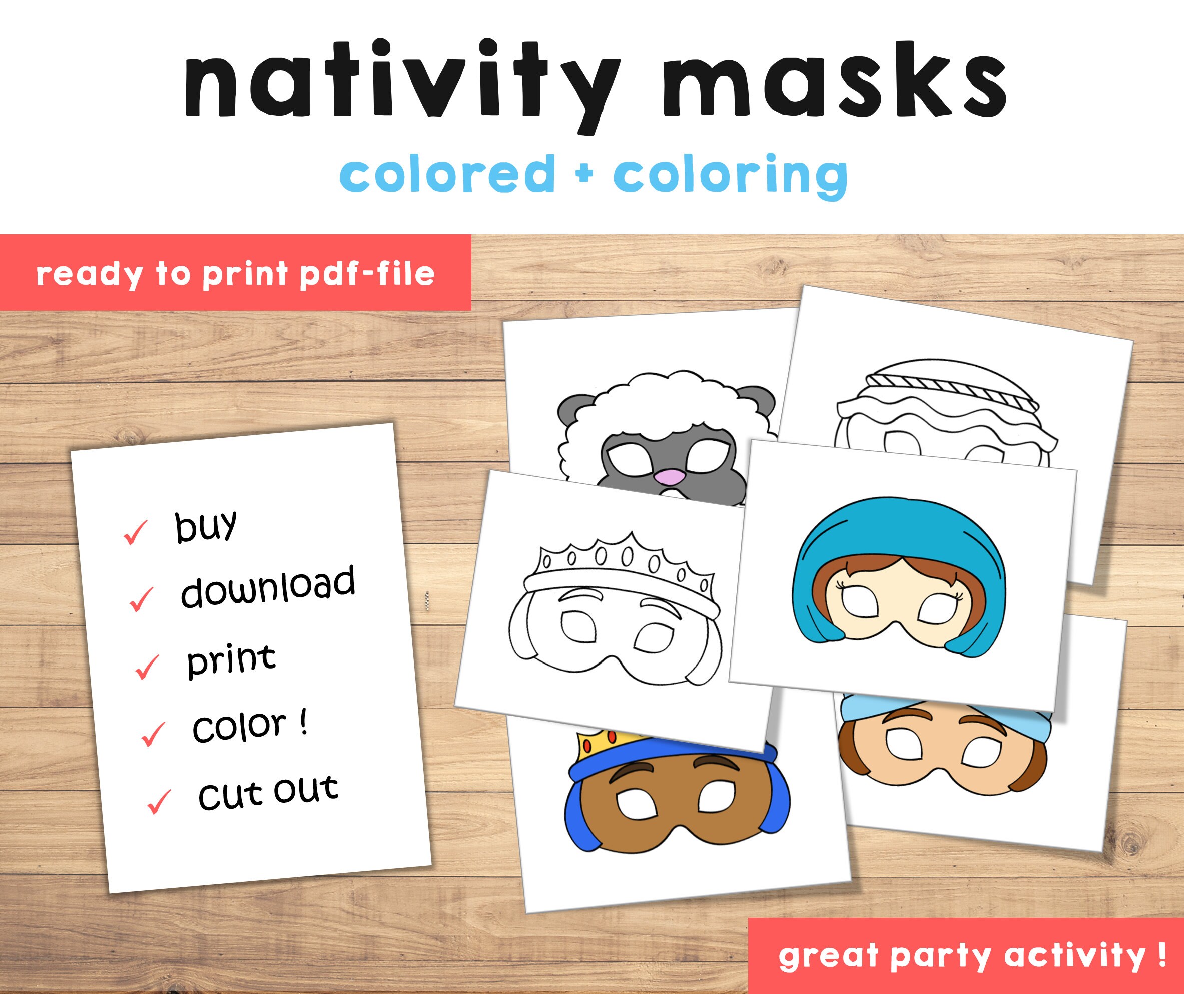 Nativity Masks Kids Nativity Play Kids Masks Nativity - Etsy