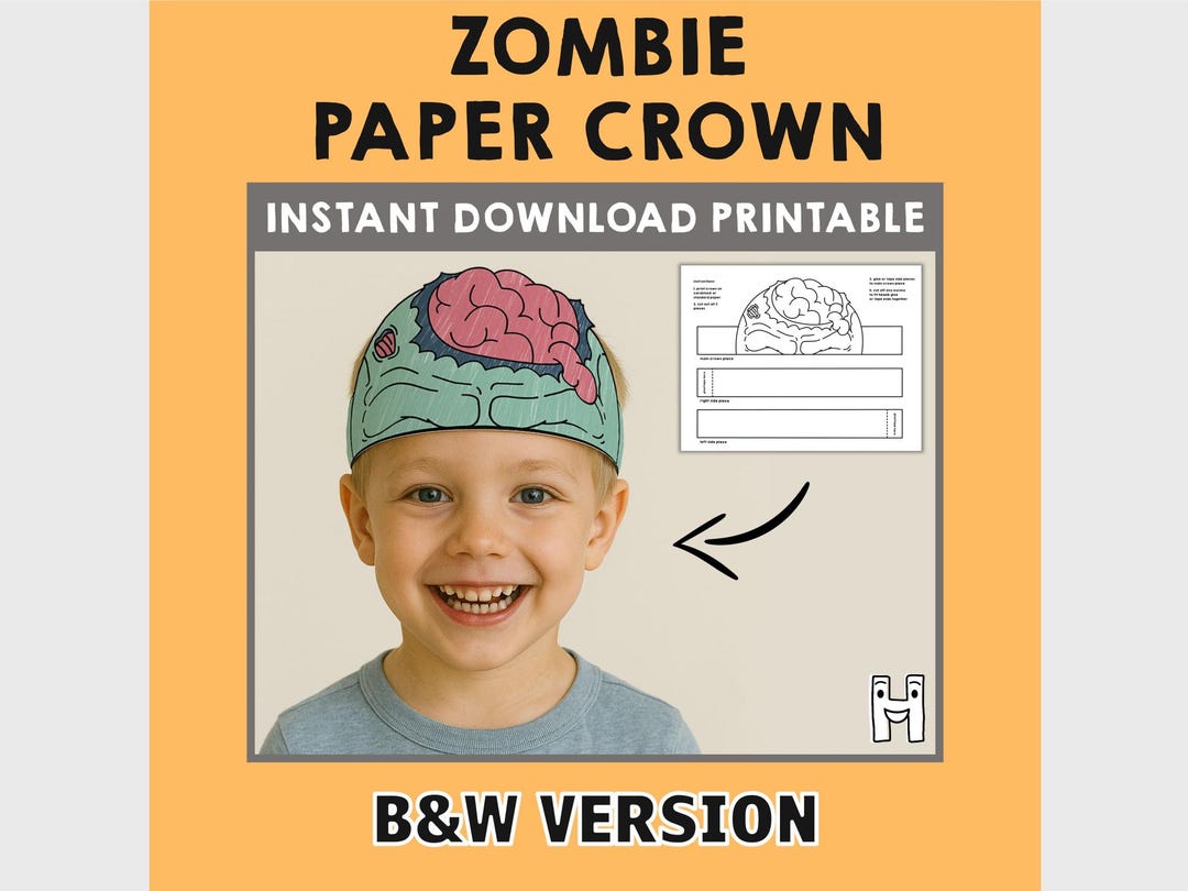 Zombie Costume Paper Crown Headband Craft Template Halloween Party ...
