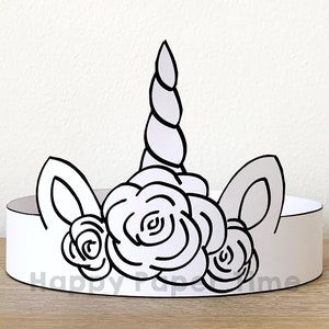 Unicorn Paper Crown Party Coloring Printable Kids Craft Unicorn ...