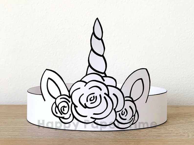 Unicorn Paper Crown Party Coloring Printable Kids Craft | Etsy
