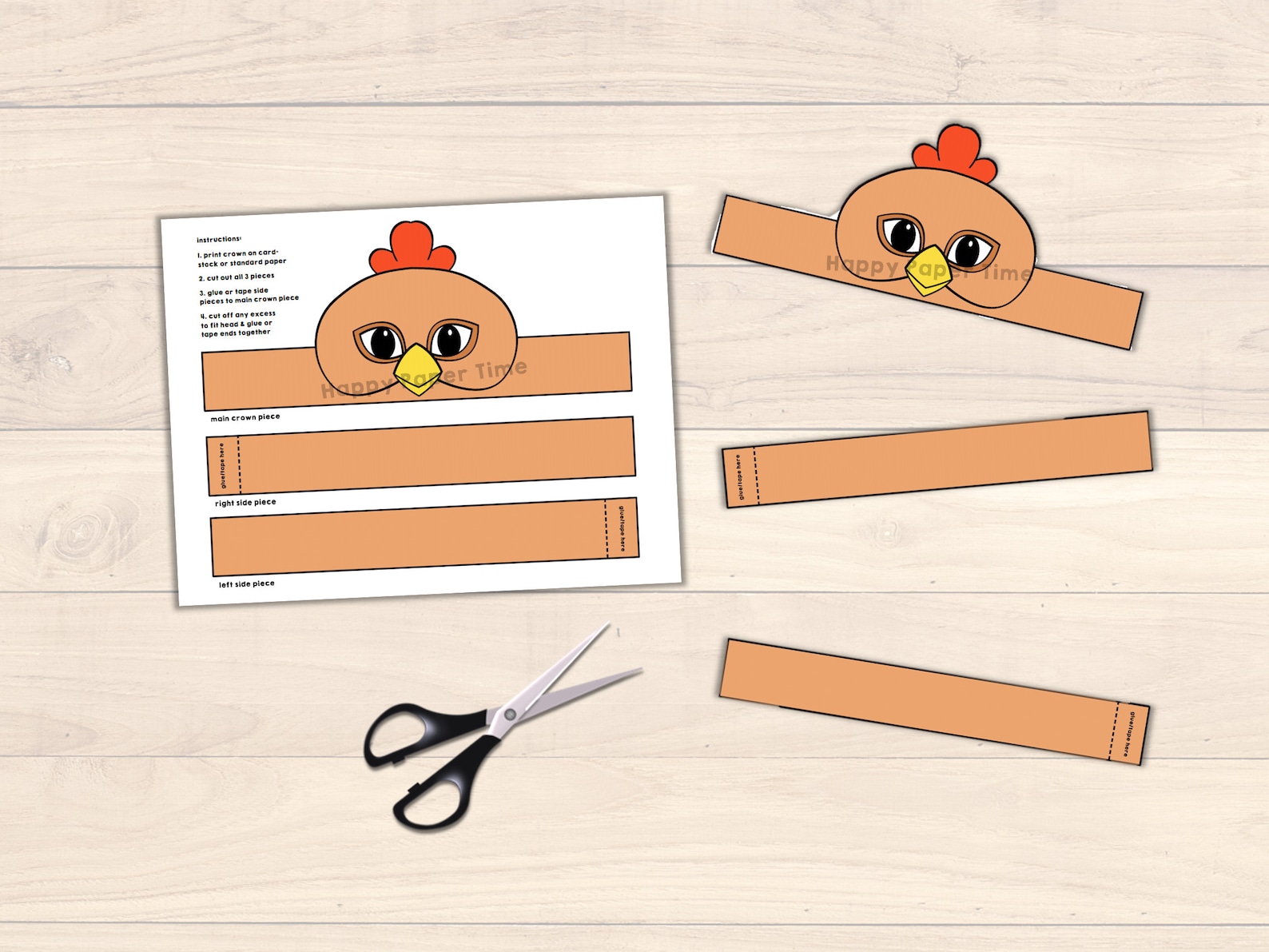 Chicken Paper Crown Coloring Activity Printable Kids Craft - Etsy