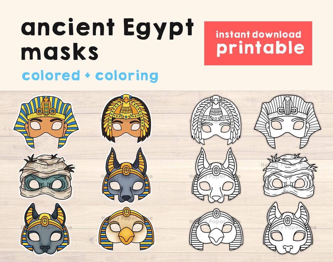 Ancient Egypt Masks Template Pharaoh Cleopatra Mummy Horus - Etsy