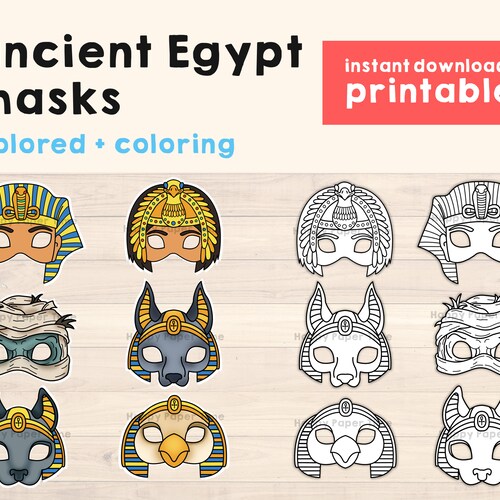 Ancient Egypt Masks Template Pharaoh Cleopatra Mummy Horus - Etsy