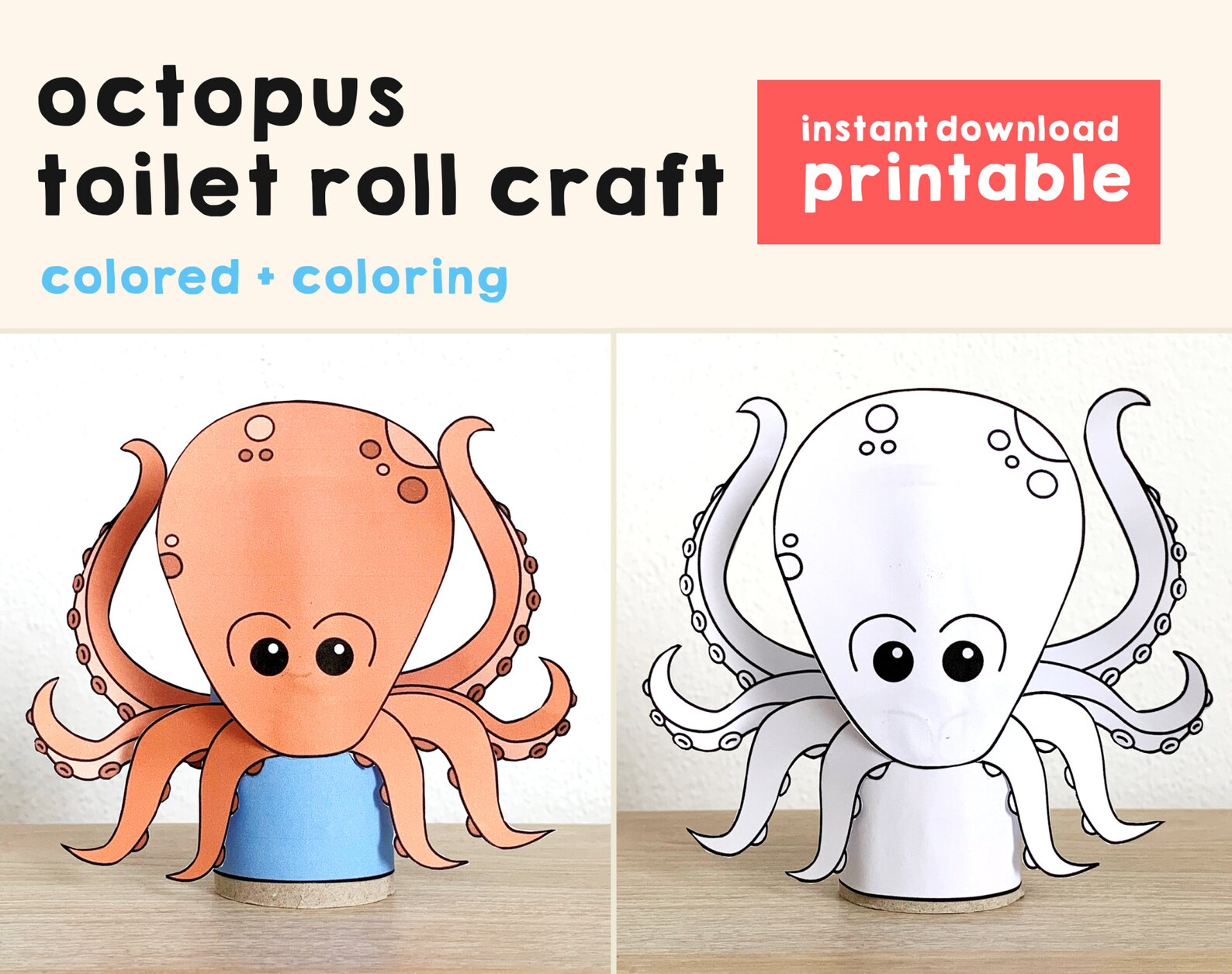 Octopus Toilet Paper Roll Craft Ocean Animal Beach Sea Party - Etsy