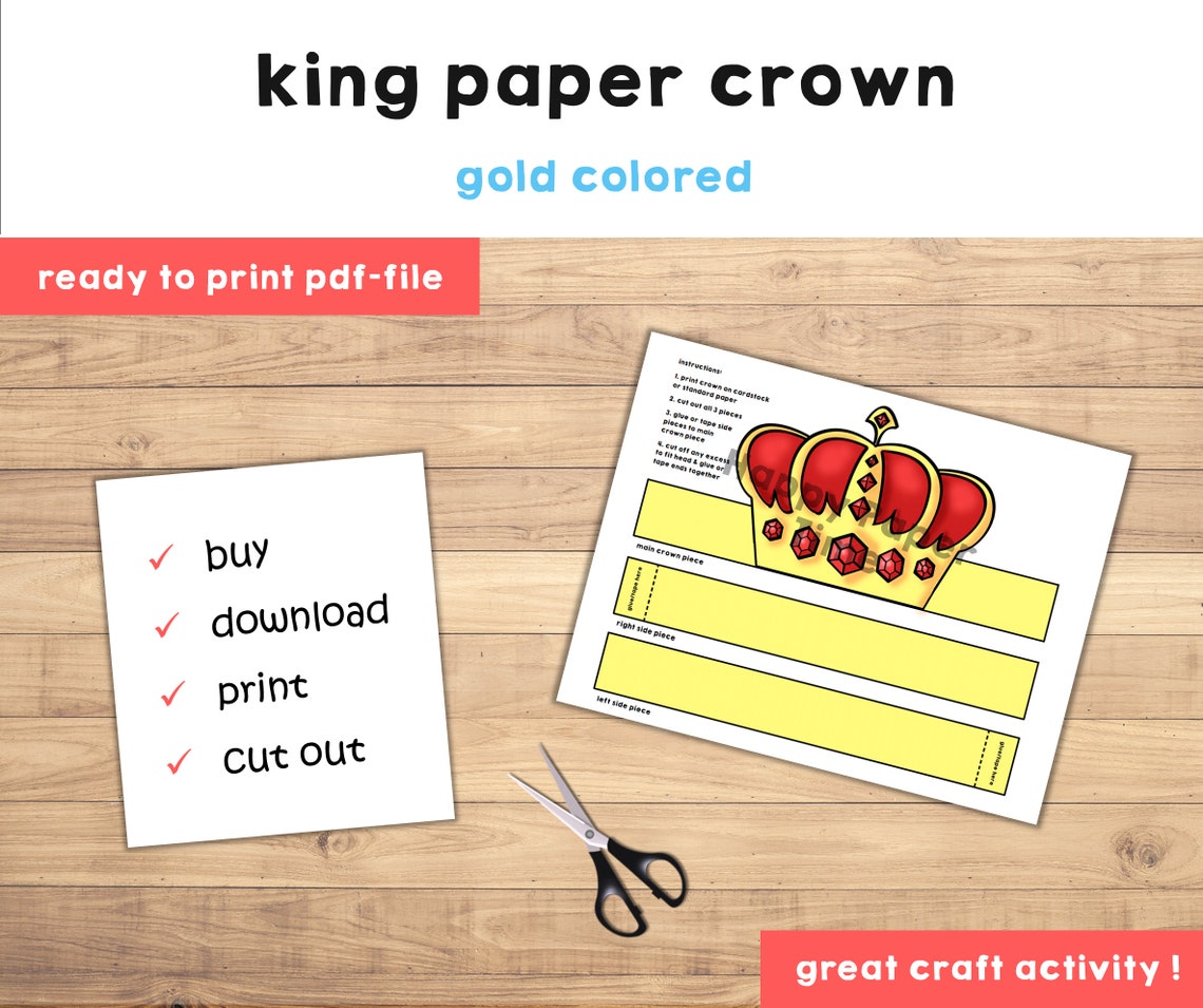 King Paper Crown Prince Gold Royal Printable Kids Craft Prince | Etsy UK