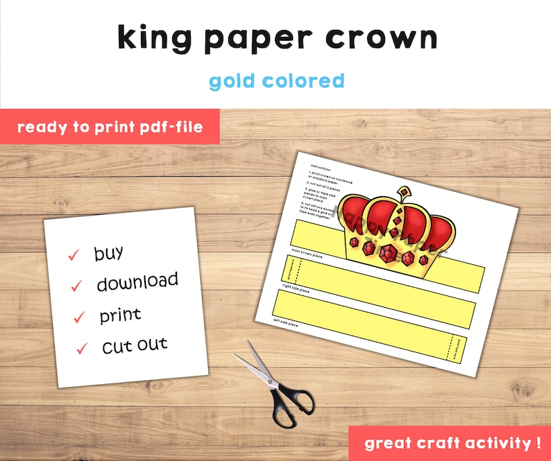 King Paper Crown Prince Gold Royal Printable Kids Craft Prince - Etsy