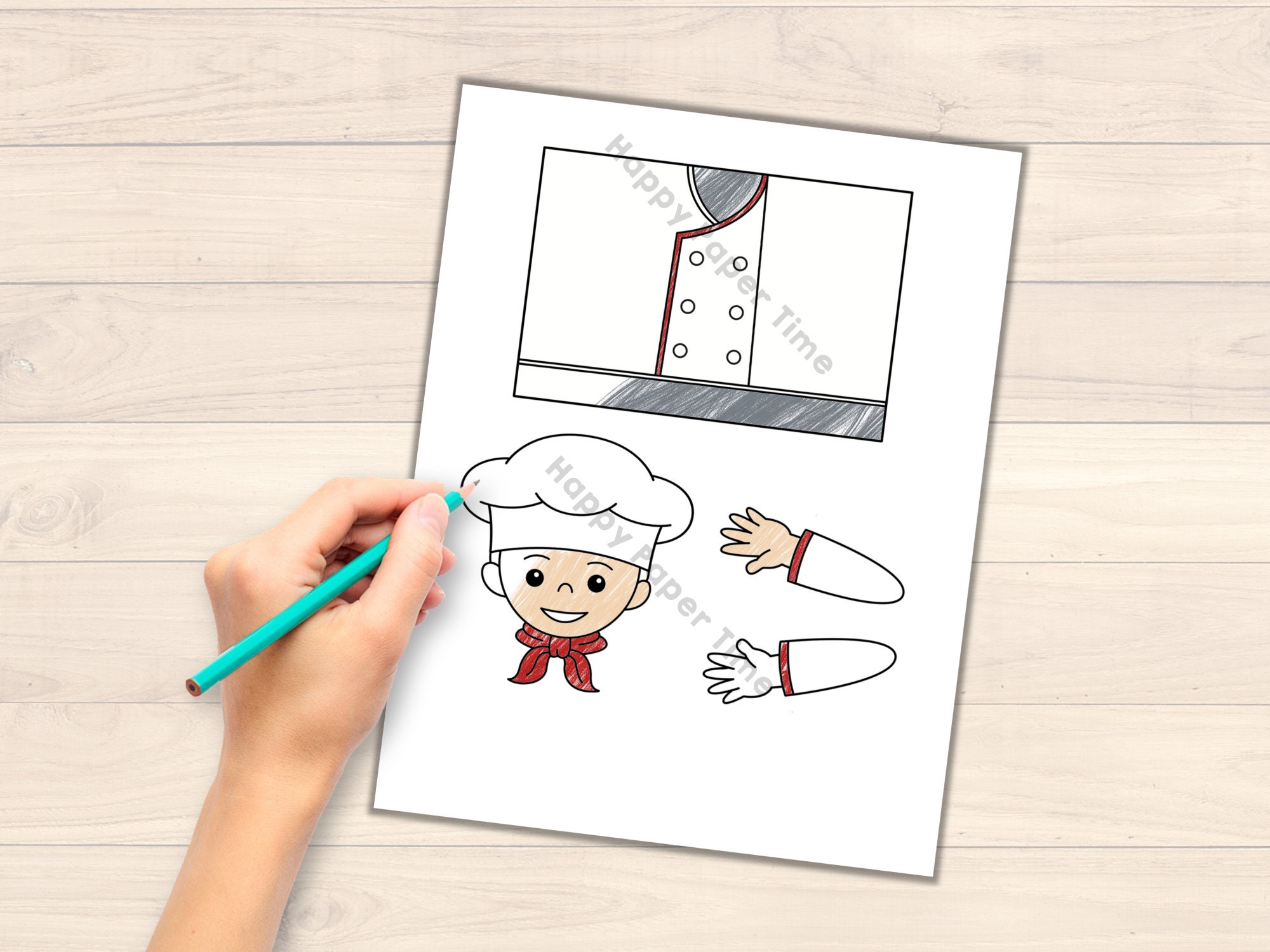 Chef Cook Toilet Paper Roll Craft Restaurant Party Coloring Printable ...