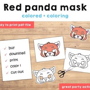 Red Panda Mask Costume Animal Mask Printable Party Favor Asian Jungle ...