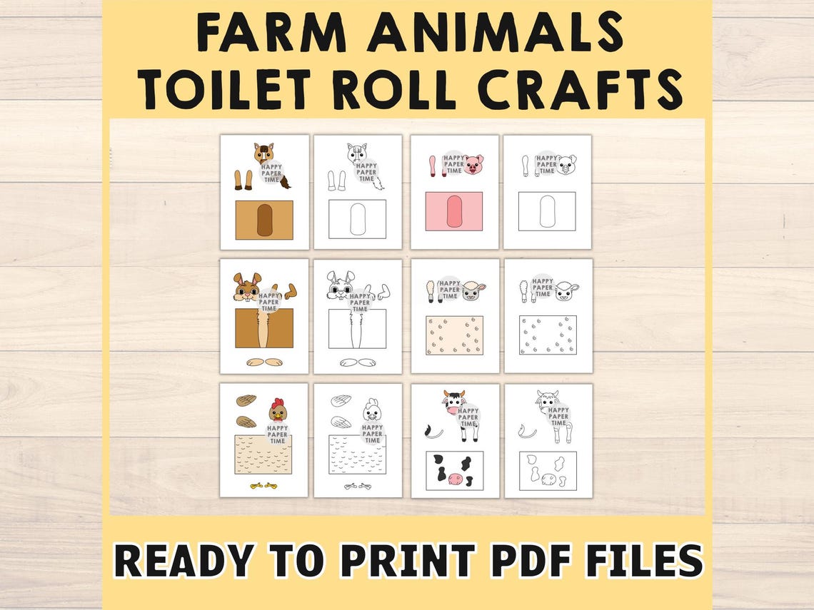 Farm Animals Toilet Paper Roll Craft Party Coloring Printable ...