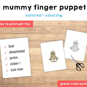 Mummy Paper Craft Printable Ancient Egypt Finger Puppet Kids Craft ...