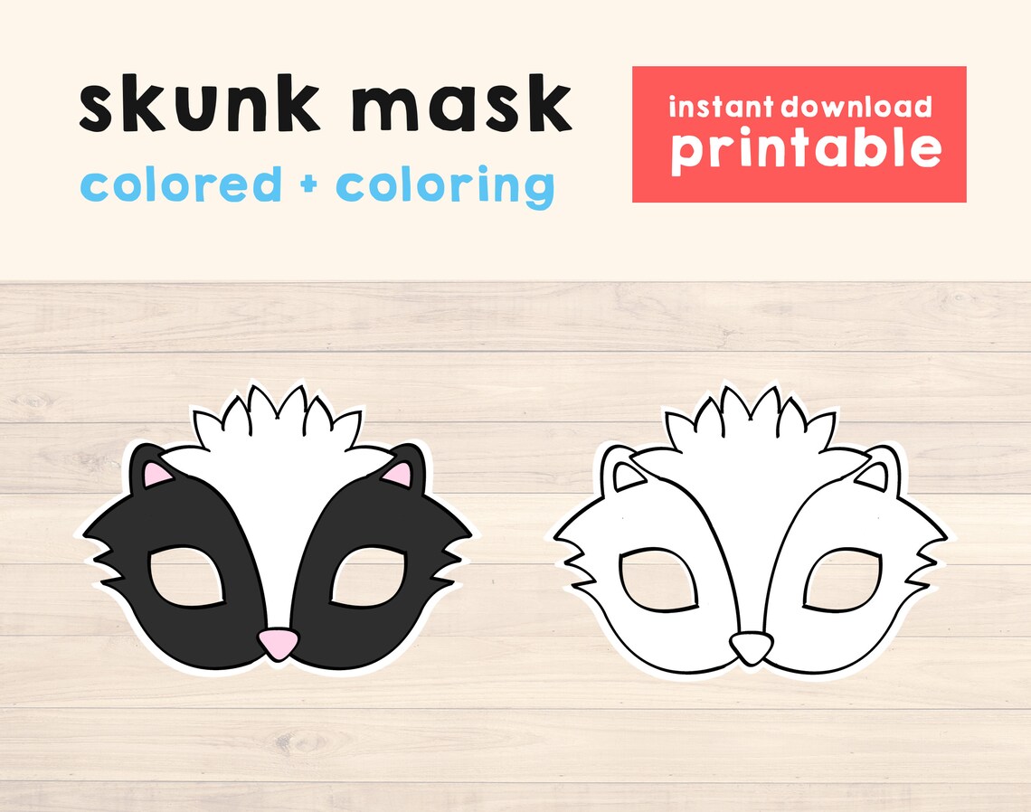 Skunk Mask Woodland Mask Animal Mask Kids Party Favor Skunk - Etsy