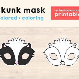 Skunk Mask Woodland Mask Animal Mask Kids Party Favor Skunk - Etsy