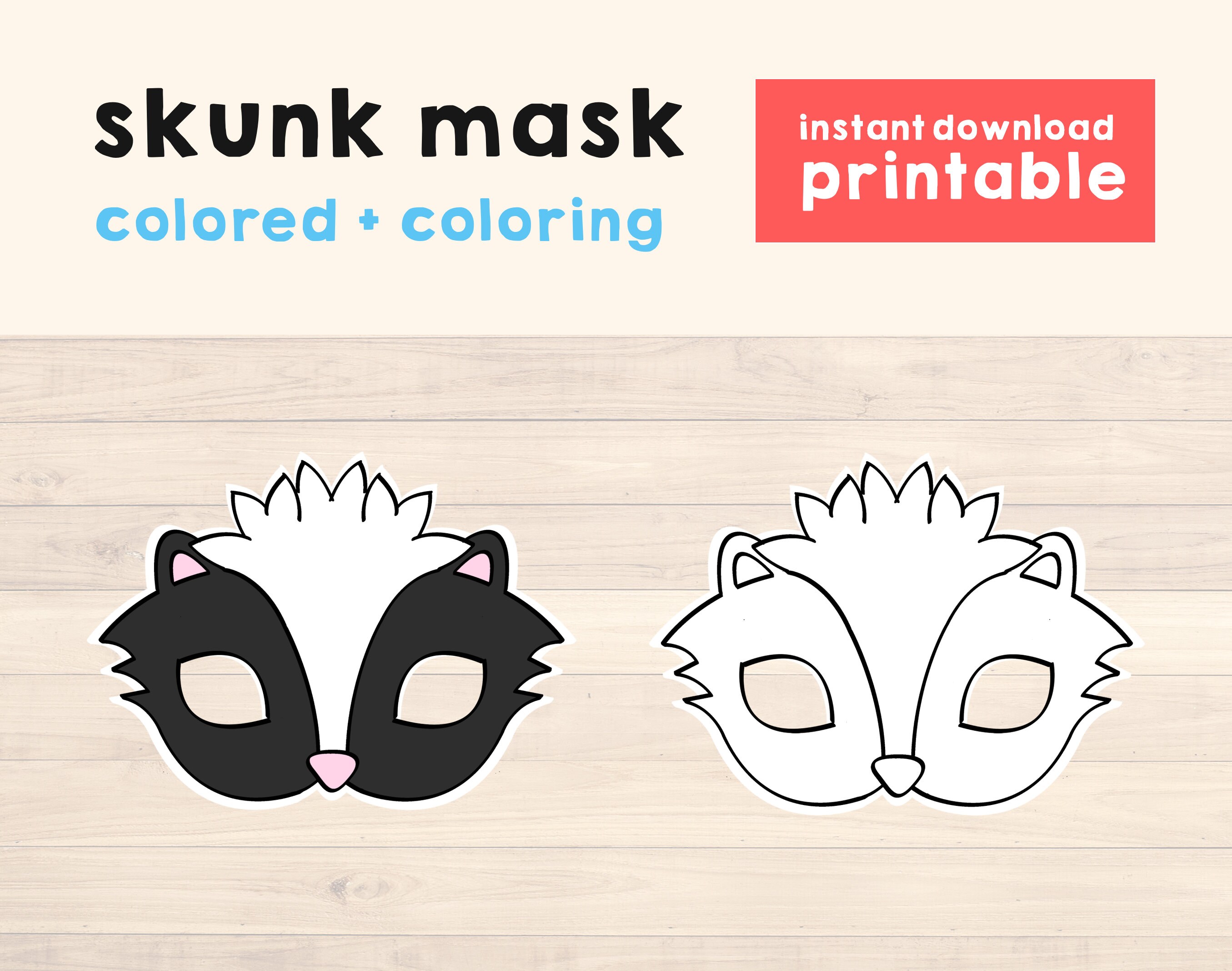 Skunk mask Woodland mask Animal mask Kids Party Favor Skunk - Etsy España