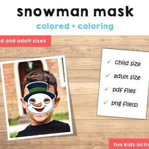 Snowman Mask Paper Christmas Costume Printable Craft Party Favor Kids ...