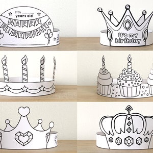 Happy Birthday Paper Crowns Party B-day Printable Kids Craft Birthday ...
