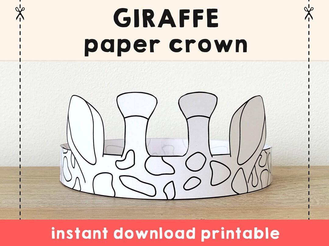 Giraffe Ears Paper Crown Party Coloring Printable Kids Craft Safari ...