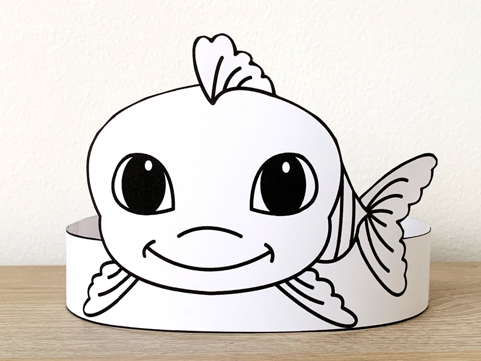 Fish Paper Crown Party Coloring Printable Party Hat Kids Craft - Etsy