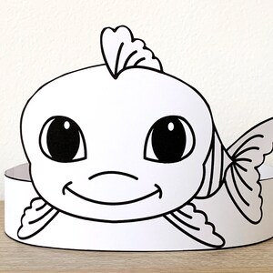 Fish Paper Crown Party Coloring Printable Party Hat Kids Craft Ocean ...