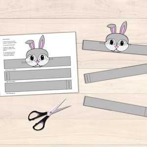 Rabbit Bunny Paper Crown Template Coloring Activity Printable Kids ...