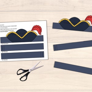 Pirate Hat Paper Crown Template Pirate Captain Party Headband Coloring ...
