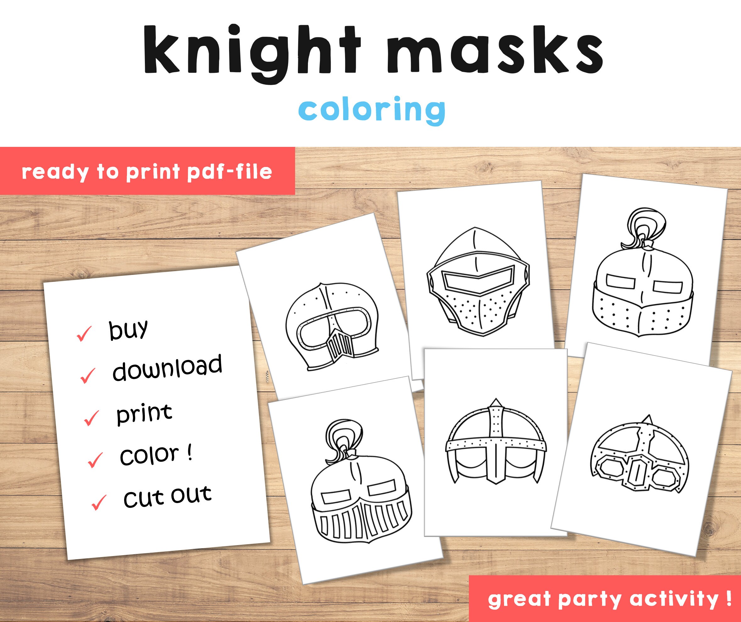 Knight Helmet Masks Kids Knight Party Favor Knight Party - Etsy