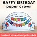 Happy Birthday Paper Crown Party Activity Printable Kids Template Craft ...