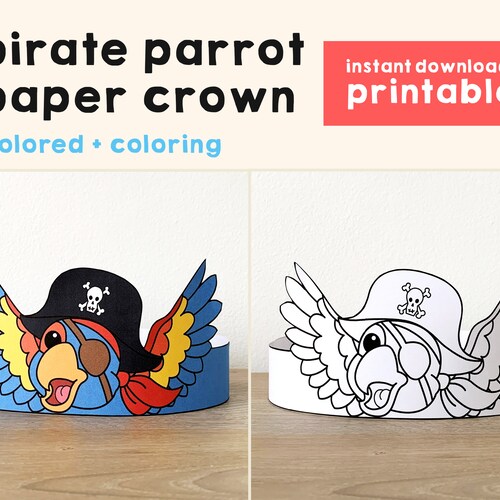 Pirate Hat Paper Crown Template Pirate Captain Party Headband - Etsy