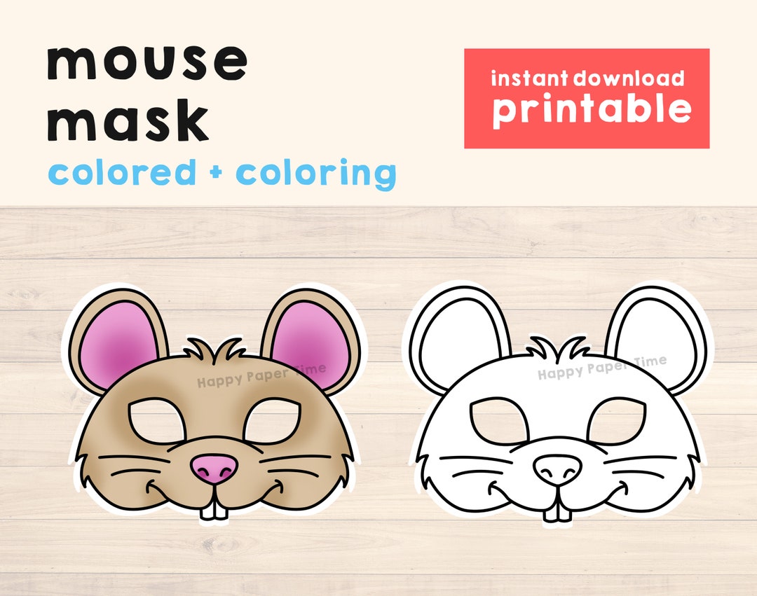 Mouse Mask Mouse Costume Animal Mask Printable Party Favor Woodland ...