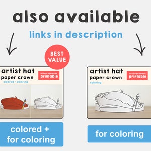 Artist Hat Painter Paper Crown French Party Headband Printable Kids ...